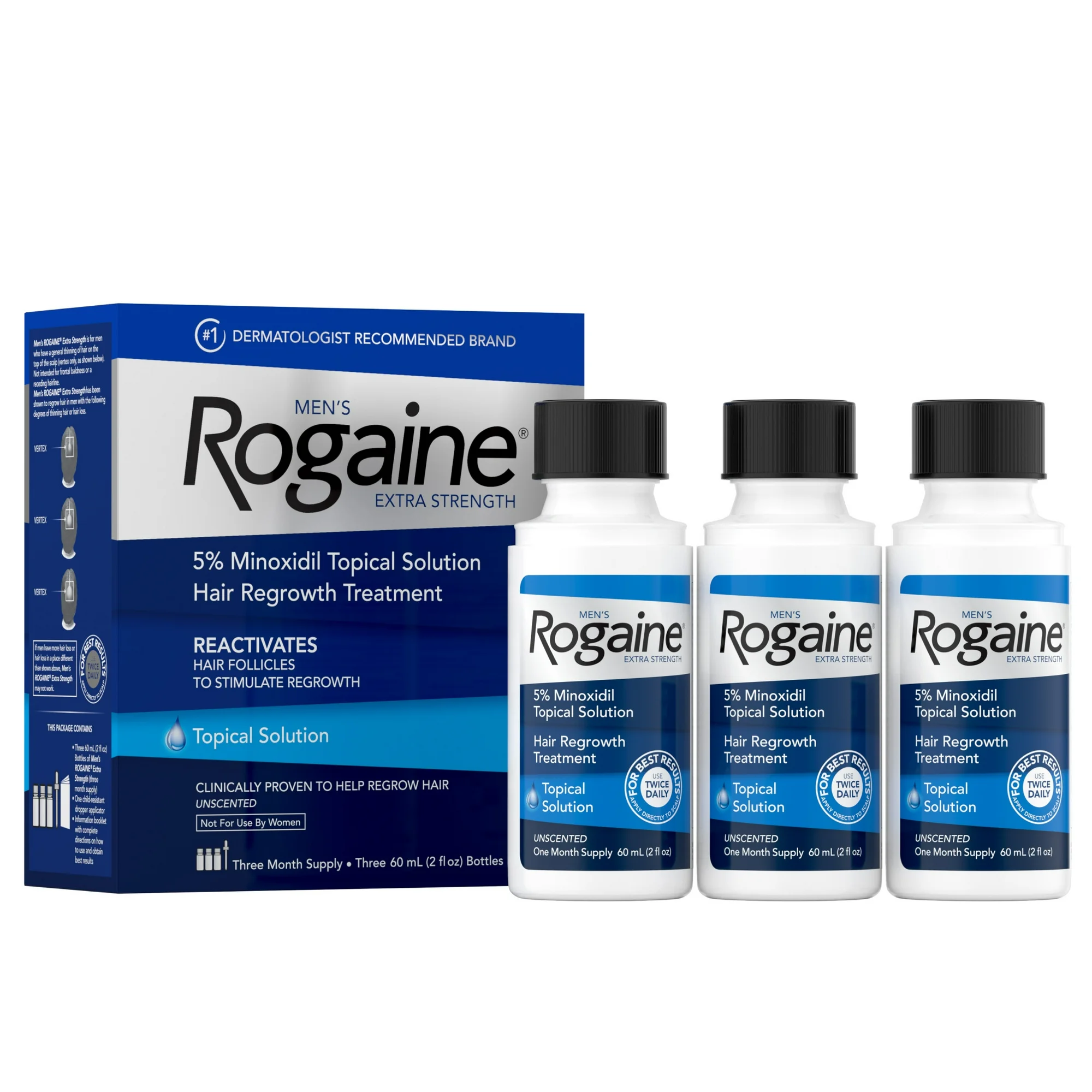 רוגיין נוזל לגבר ל- 3 חודשים | Men's Rogaine 5% Minoxidil liquid - מינוקס ישראל - Minox IL